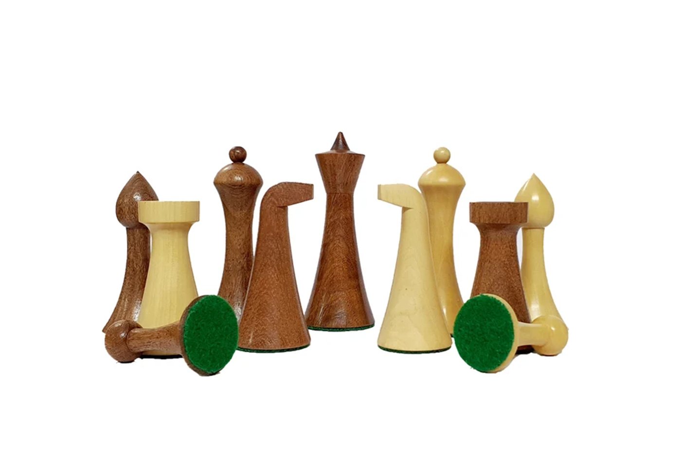 3.77” HERMAN Ohme Minimalist Chess Pieces Only set- Weighted Golden ...