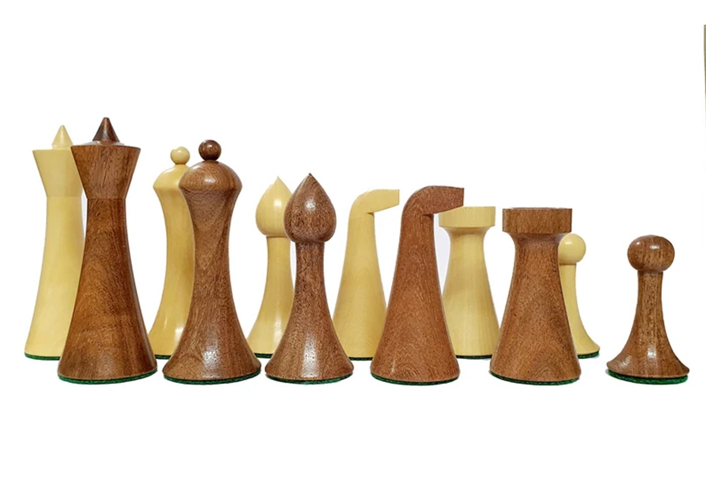3.77” HERMAN Ohme Minimalist Chess Pieces Only set- Weighted Golden ...